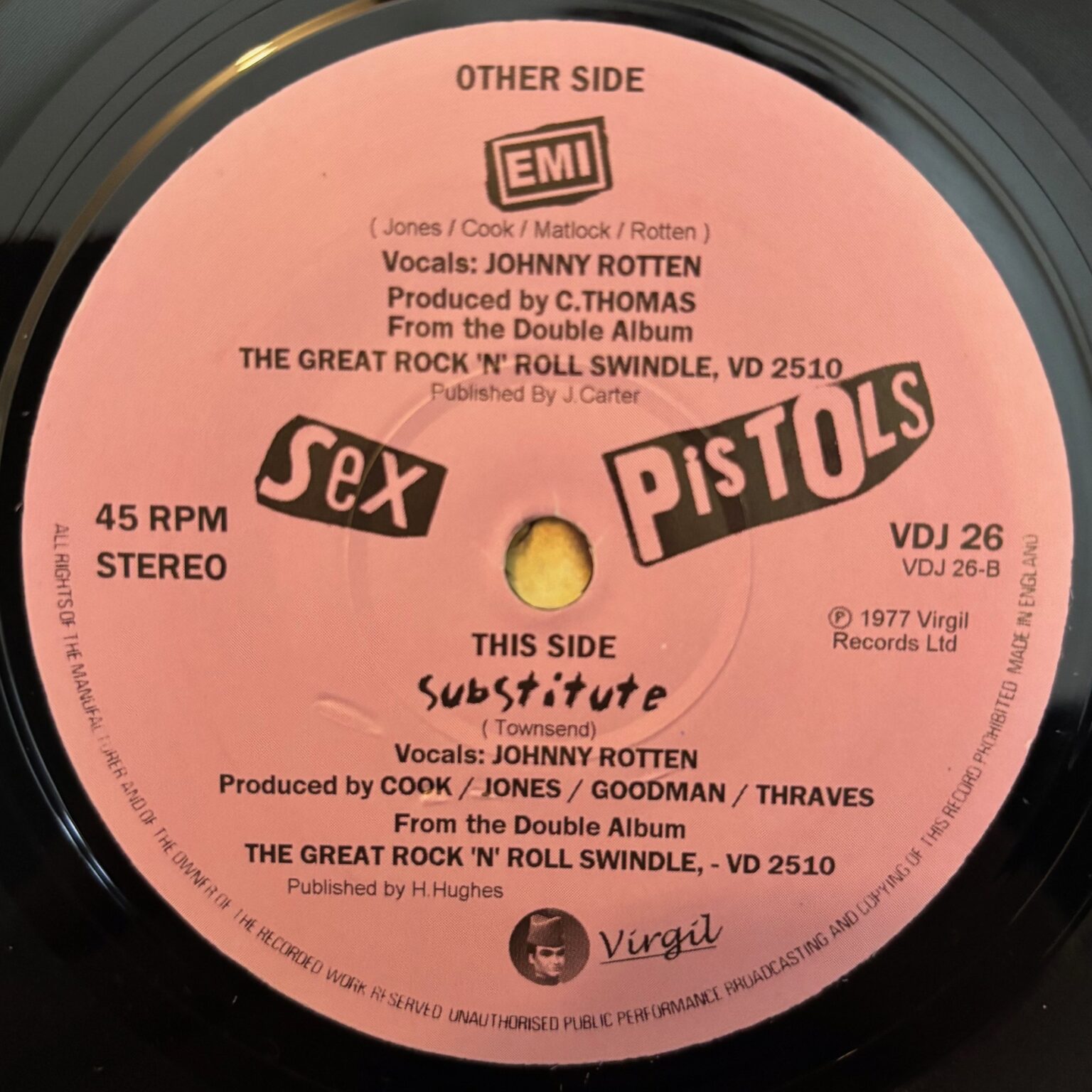 Sex Pistols – The Swindle Never Ends (VDJ25) / EMI (VDJ26) ｜ TGRRSブート7 ...